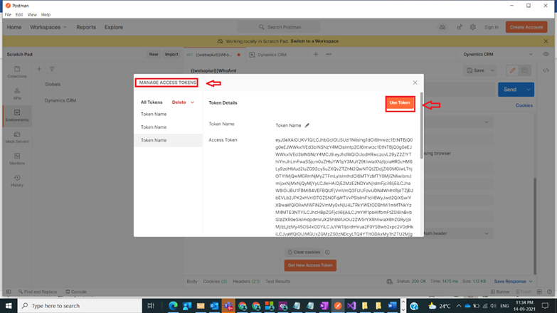Connect Dynamics Crm With Postman Tool Environment 9808